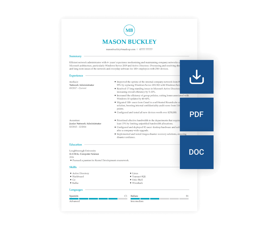 Fast and Simple CV Maker Online. Build Your CV in Minutes
