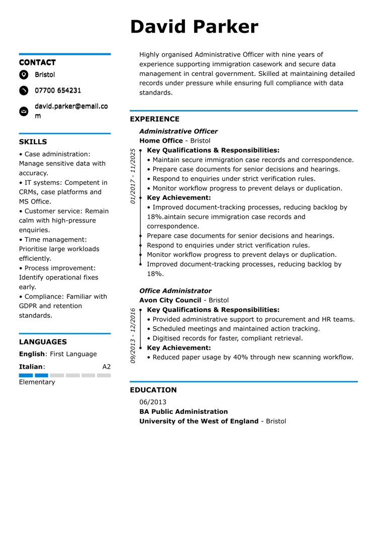 10 Free Government CV Templates UK (GOV.UK CV Format)