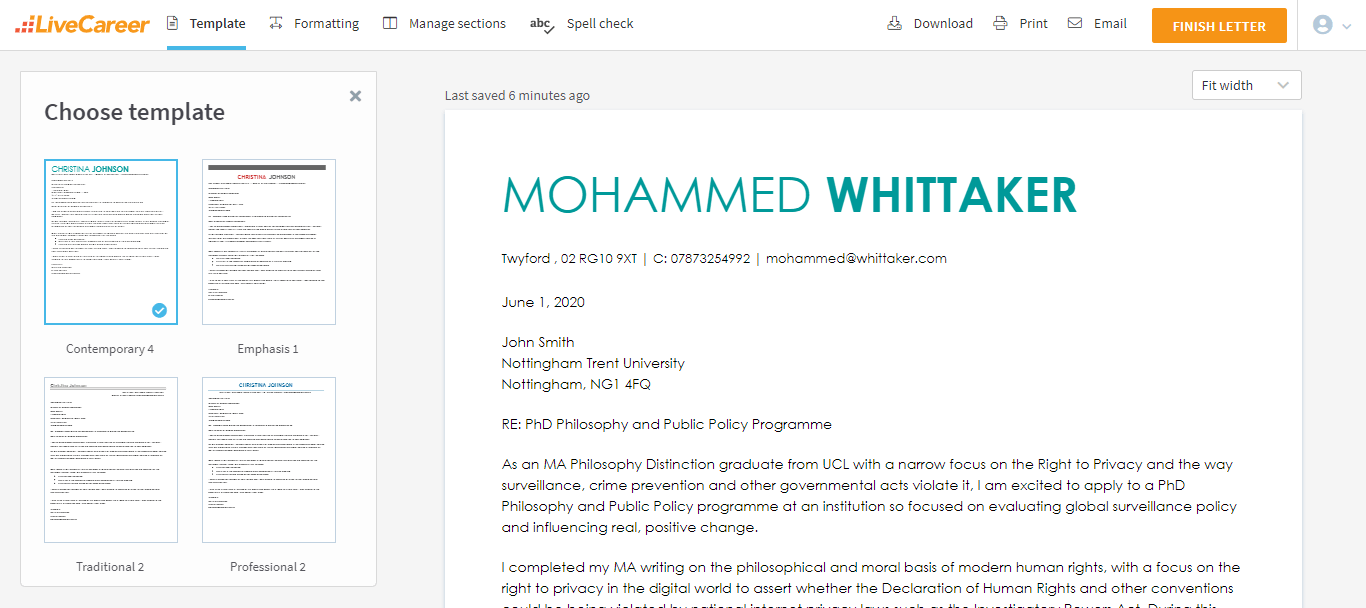 PhD Cover Letter PhD Application Example How To
